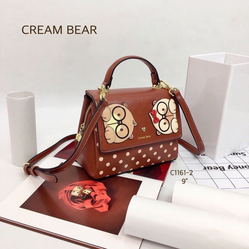 กระเป๋า Cream bear ฝาพับ9นิ้ว - boombagshop - ThaiPick
