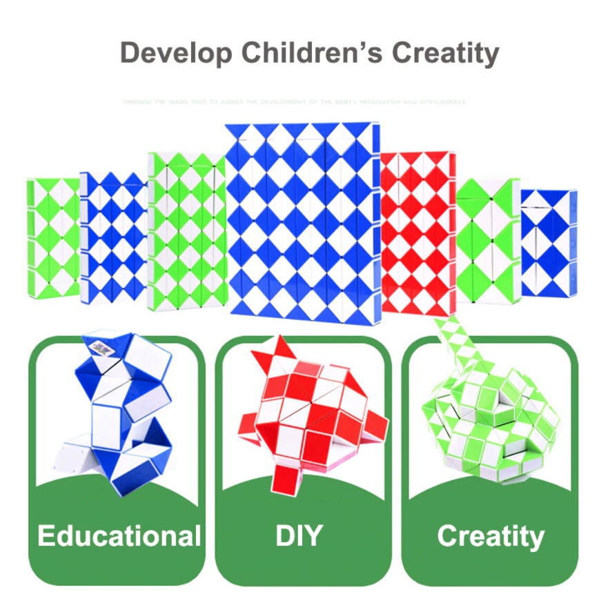 ไม้บรรทัดปริศนา รูบิคงู 240 ข้อ ใหญ่สุด Magic Snake Twist Cube Puzzle ...