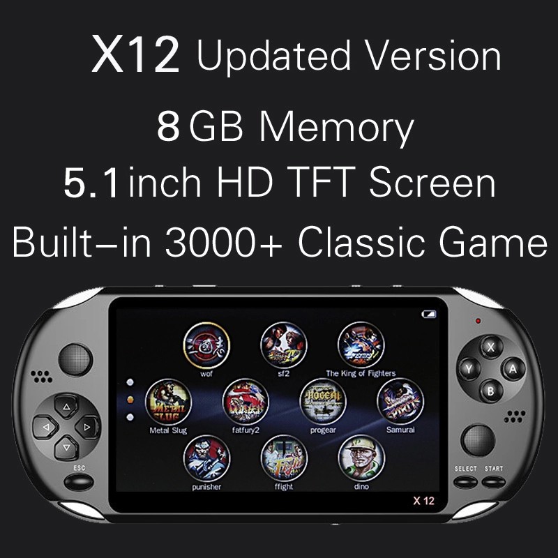 เกมคอนโซล X12 ortable 8G Handheld Video Game Console 5.1 inch Double ...