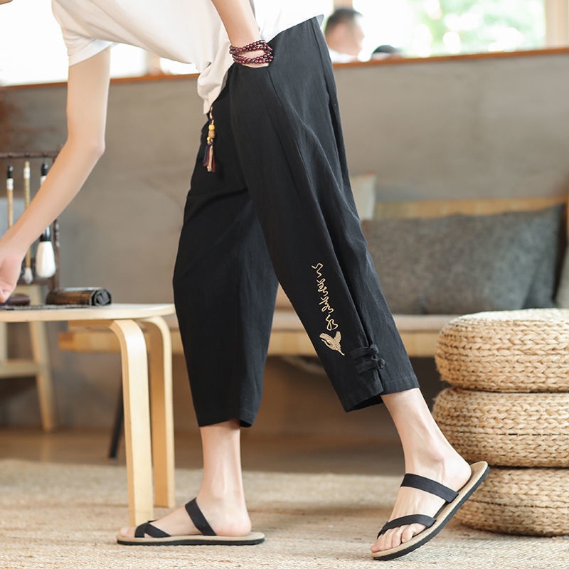 2021 EMILY SHOP Samurai Clothes Men's Cotton and Linen Casual Pants ...