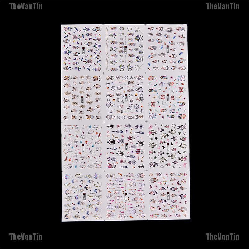 TheVanTin 12 Patterns Big Sheet Nail Art Water Transfer Decal Dream ...