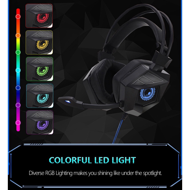 RGB Light Wired Gaming Headset With Microphone Noise Canceling For ...