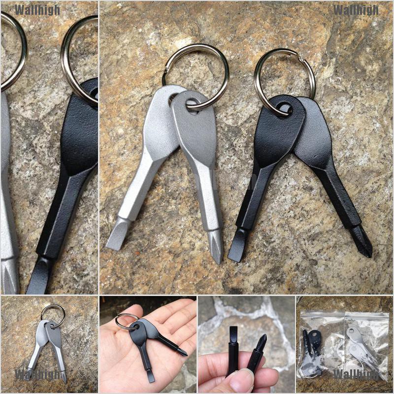 Wallhigh 2 Keys Stainless Keychain Pocket Tool Screwdriver Set EDC ...
