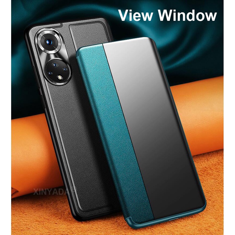 Pu Leather Case For Huawei Honor 60 Pro Bumper View Window Phone Case ...