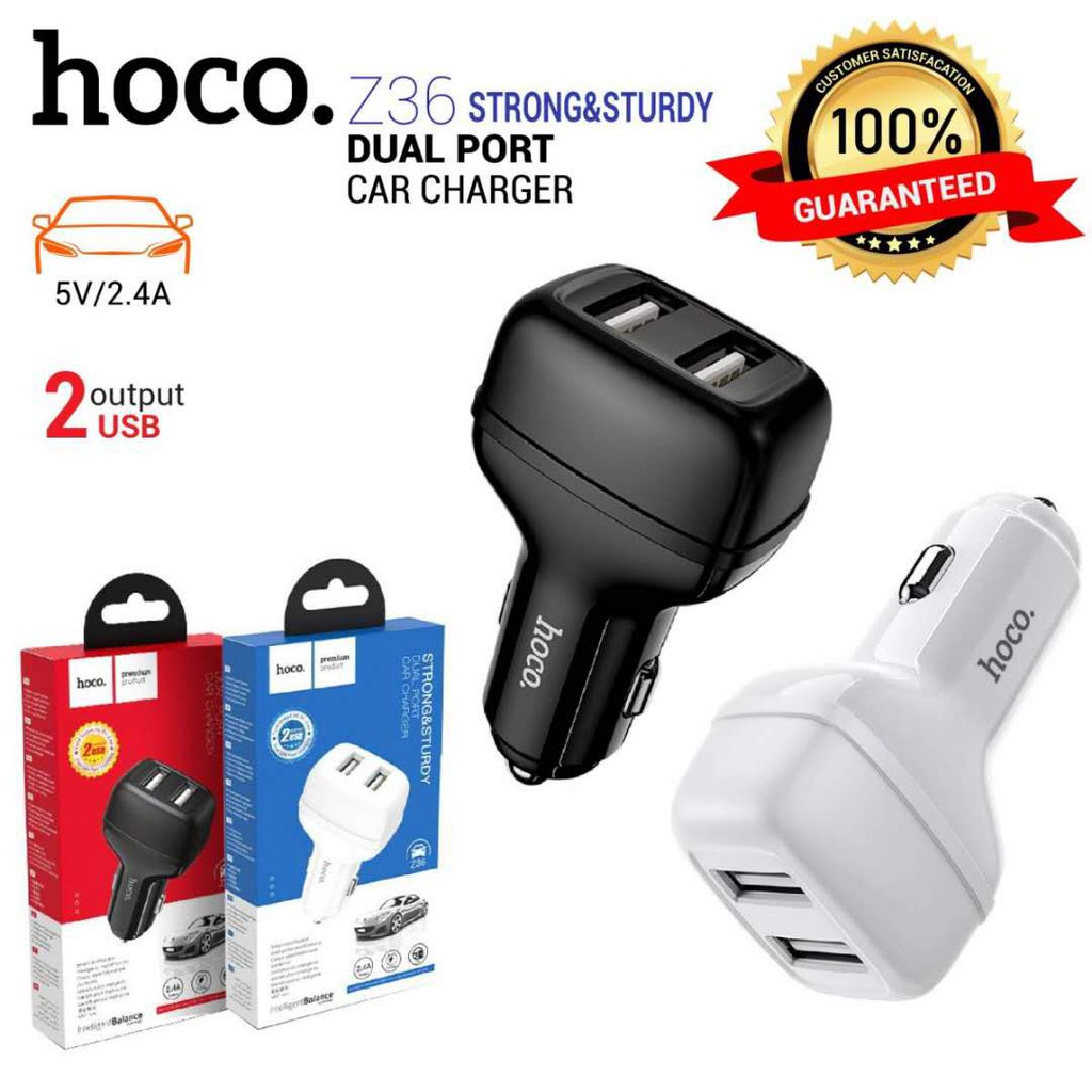 Hoco Z36 หัวชาร์จในรถยนต์ carcharger dual USB port 2.4A/2USB สินค้ามา ...