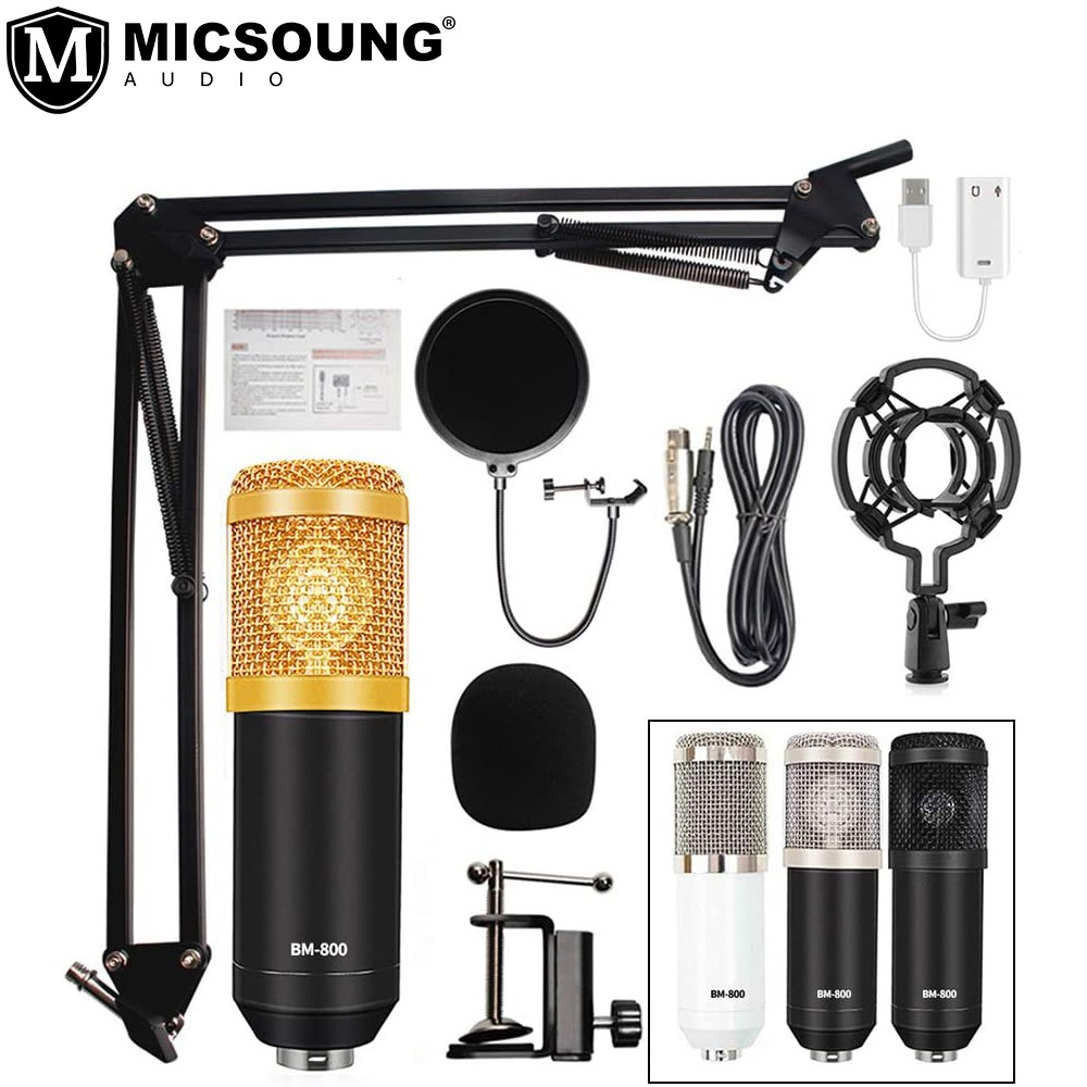 MICSOUNG Condenser Microphone BM-800 Set with Adjustable Arm Stand with Shock Mount Kit for ...
