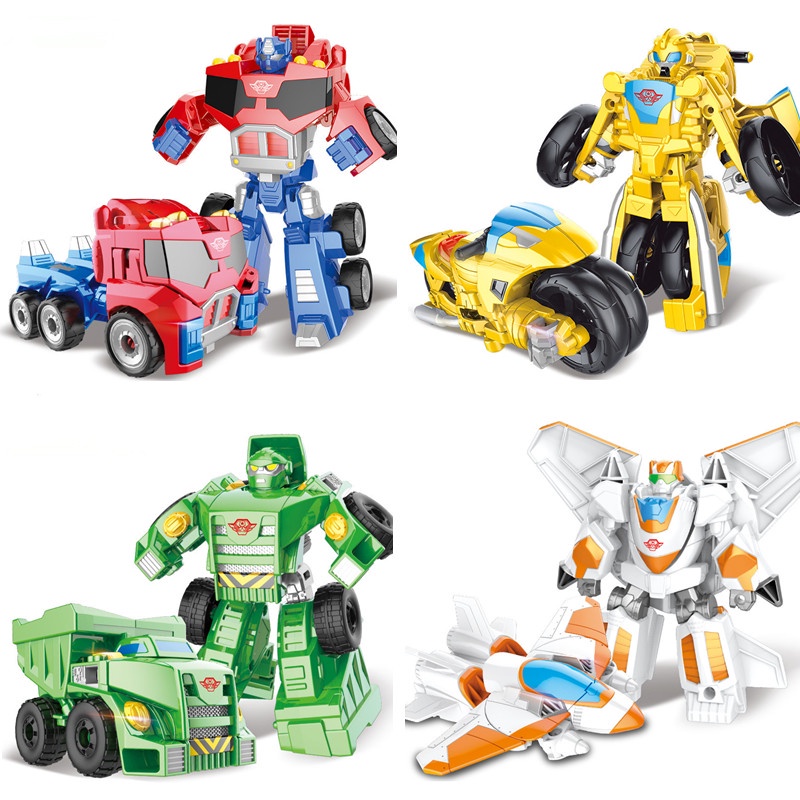 2021 New Alloy ABS Transformation Robot Car Action Toys Plastic Model ...