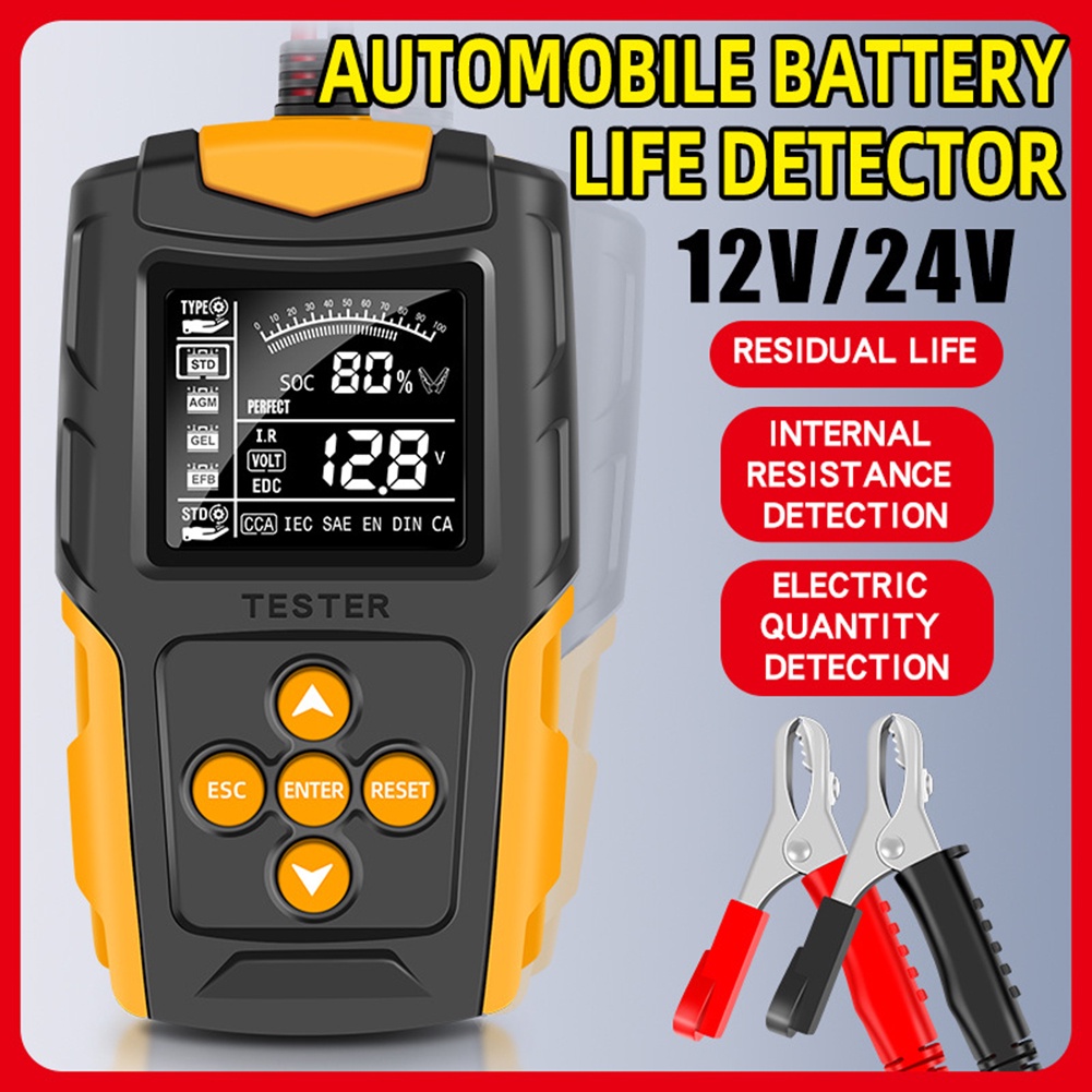 12V 24V Car Battery Tester LCD Digital Automotive Vehicle Gel AGM WET ...