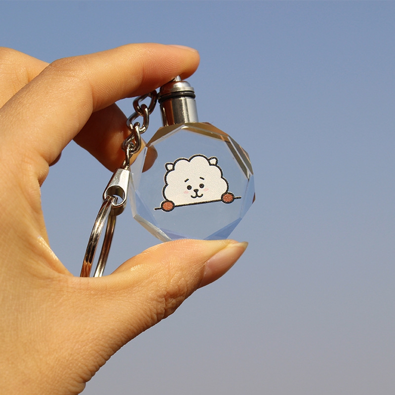 BTS bulletproof youth group crystal colorful luminous key chain cartoon ...