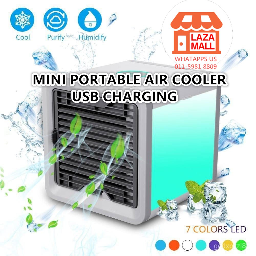 AIR COOLER LED 7 WARNA MINI FAN AIR CONDITIONER AIRCOND colour DESKTOP ...