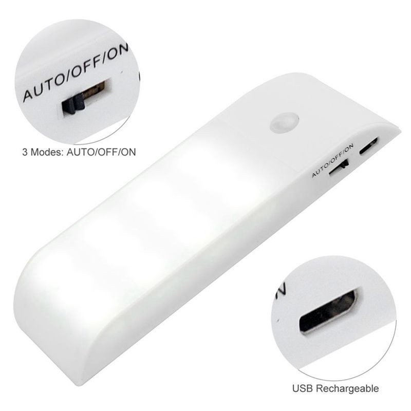 12LED USB Rechargeable Motion Induction Sensor Closet Nightlight Lamp 3 Lighting Modes - sugarp ...