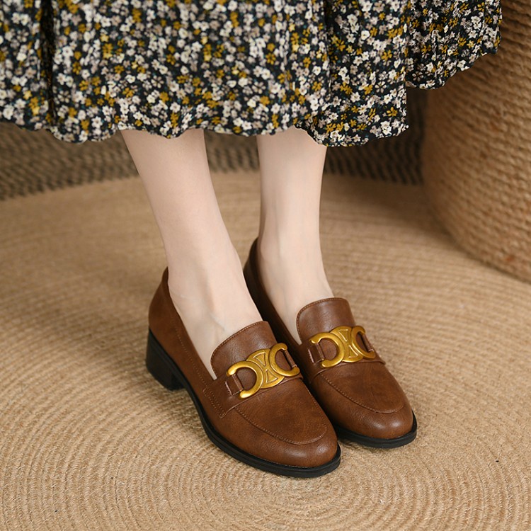 Lok Fu shoes with high heels and suit 2022 spring British style small ...