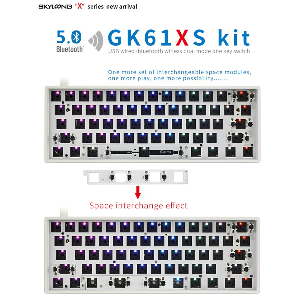 ☈♞♦คีย์บอร์ด GK61 GK61x GK61xs Hot swappable เคสสีขาว สีดำ คัสคอม ...