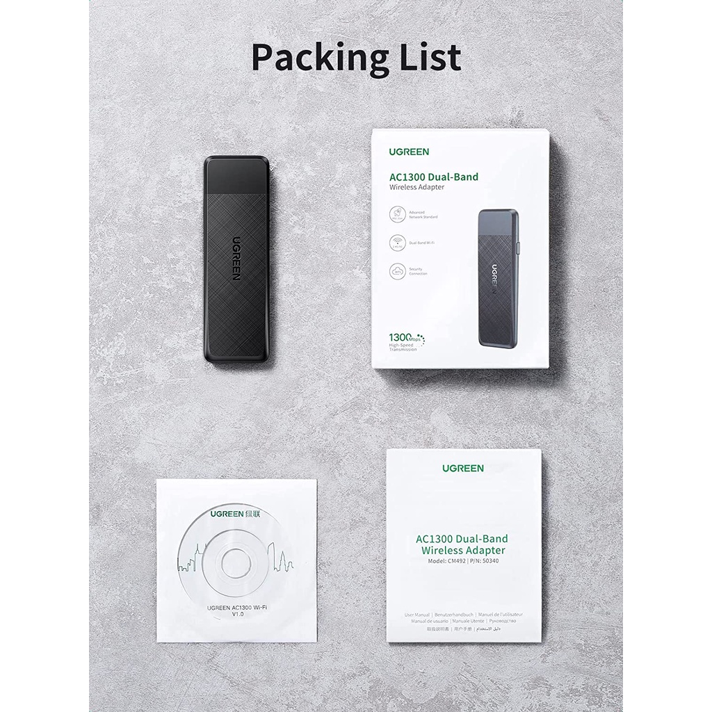 UGREEN รุ่น 50340 USB Wifi Dongle AC1300 High GainHigh Speed USB Wifi ...