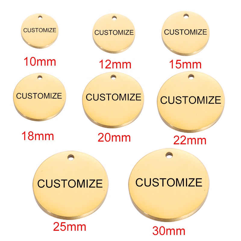 ขอแนะนำCustom Order Laser Engraved Stainless Steel Charms Personalized Round Custom Logo Round ...