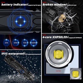 ™LED Flashlight XHP90.2 XLamp Tactical waterproof Torch Smart chip ...