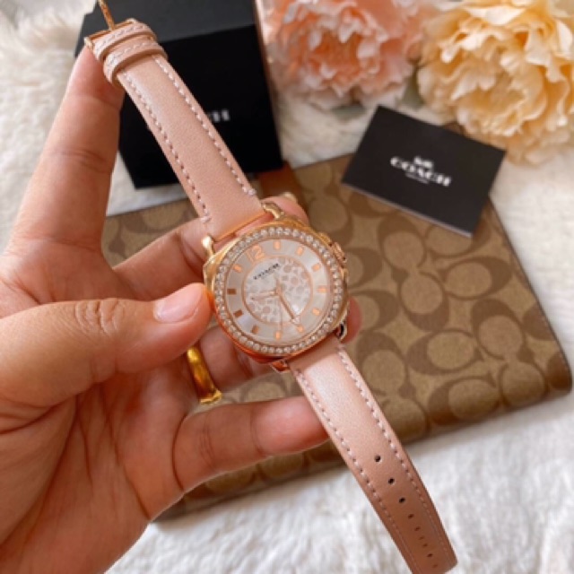 ️พร้อมส่ง COACH #14503151 MINI BOYFRIEND PINK LEATHER ROSE GOLD CASE ...