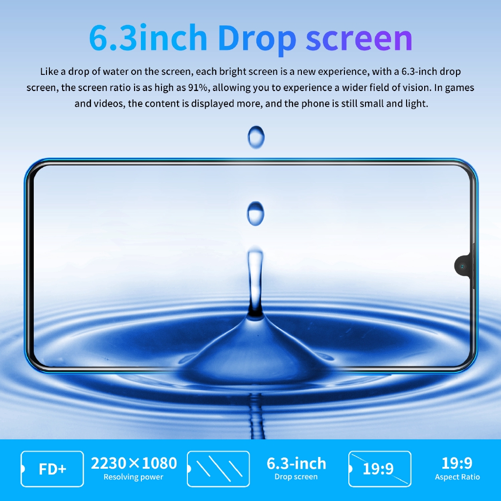 สปอตความเร็ว P36 Pro Android 9.1 โทรศัพท์มือถือ 6.3 เต็มหน้าจอ 6GB RAM ...