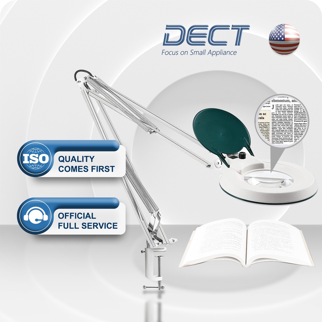 DECT โคมไฟแว่นขยาย 10X แว่นขยาย ตั้งโต๊ะ โคมไฟ 120 ดวง ไฟ LED เก็บพับ ...
