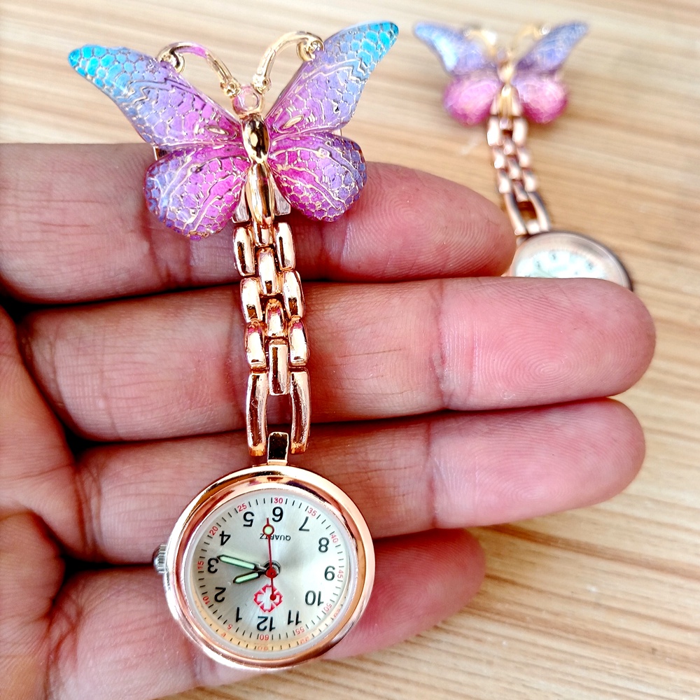 กระเป๋านาฬิกาColourful Resin Butterfly Rose Gold Alloy Small ocket ...