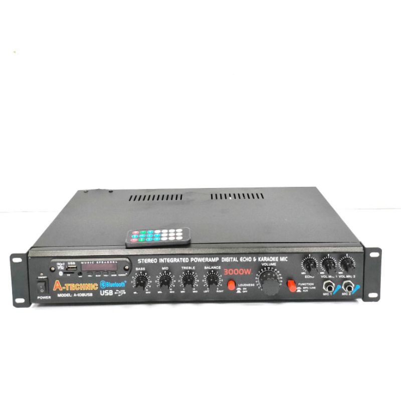 แอมป์ขยายเสียง3000W A-TECHNIC บลูทูธ/USB/SD card/AUXFMขับลำโพง 12 นิ้ว ...