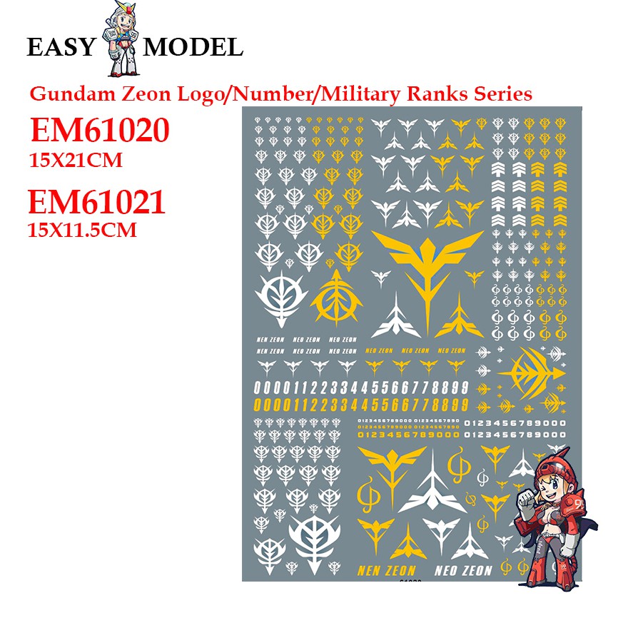 ดีคอลน้ำ Water Decal EMG 61020 EMG 61021 Gundam Zeon Logo / Number ...