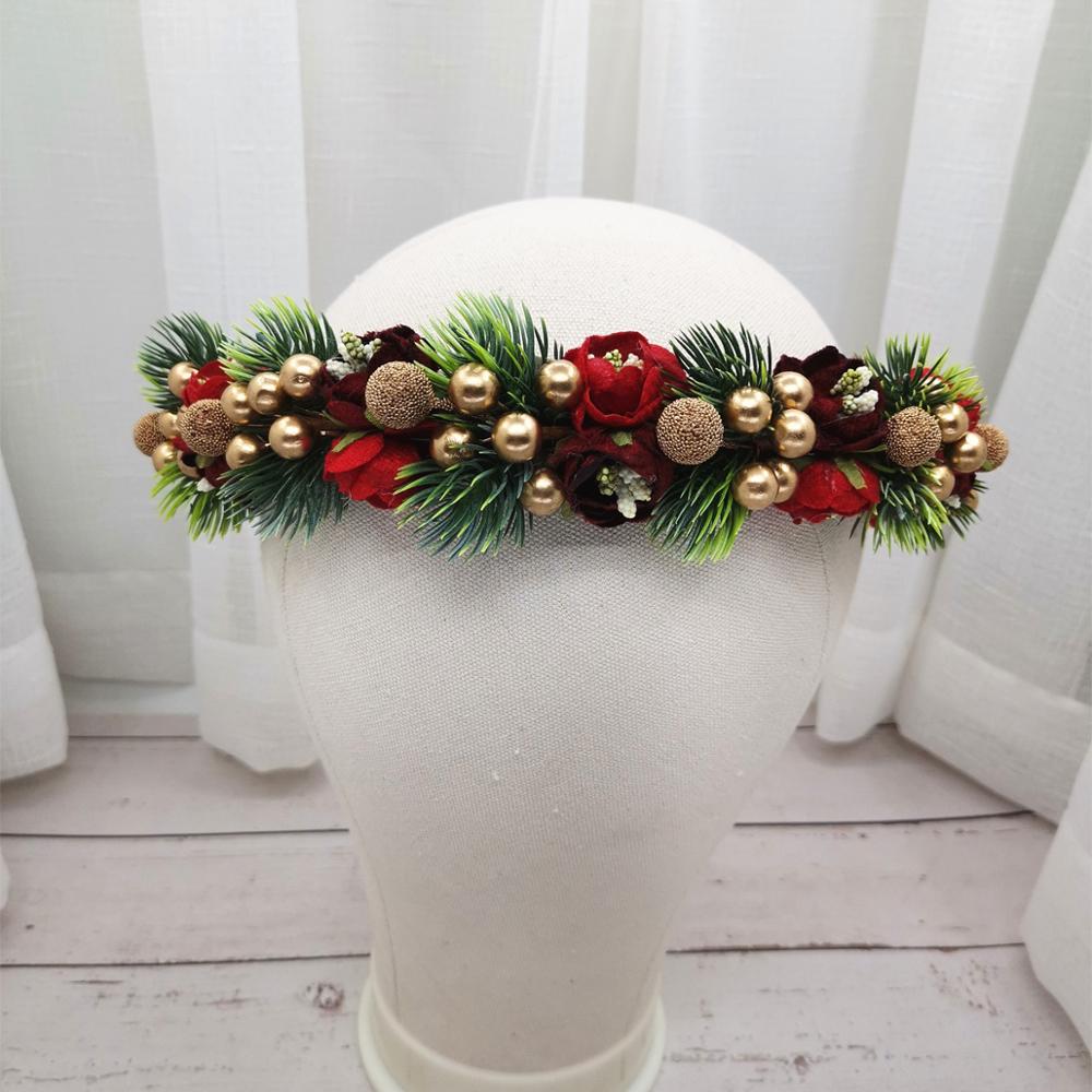 Christmas Flower Crown Festival Headband Women Hair Accessories ...