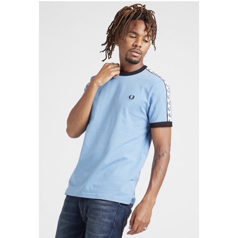 Fred Perry Taped Ringer T-Shirt in Blue Sky - ukauthentic.store - ThaiPick