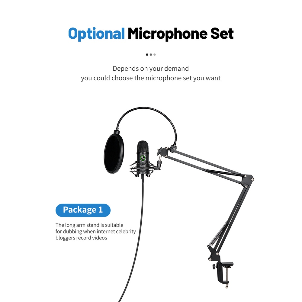 BYARMEE USB Condenser Microphone Game Professional PC Computer Studio Speaker For Live Webcast ...