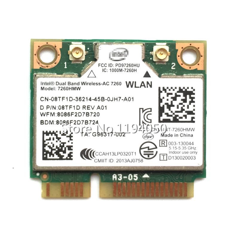 ไร้สายDual Band Wireless Intel AC7260 7260HMW Intel 7260AC 867Mbps Half Mini PCI-E 802.11ac 2X2 ...
