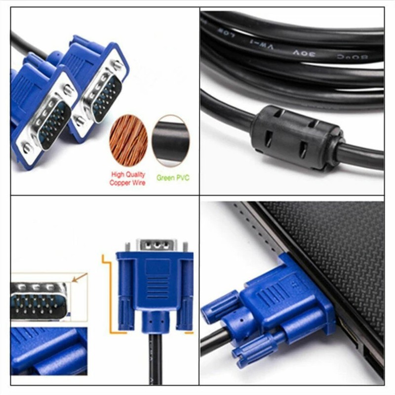 สาย VGA สายต่อจอVGA 3+5 15pin VGA Cable MaleTo Male ยาว1.5เมตร - GO happy - ThaiPick