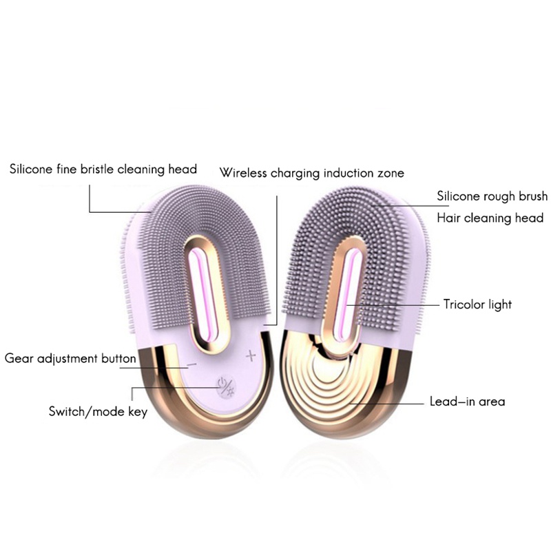 Electric Silica Gel Facial Cleanser Sonic Vibration Cleansing ...