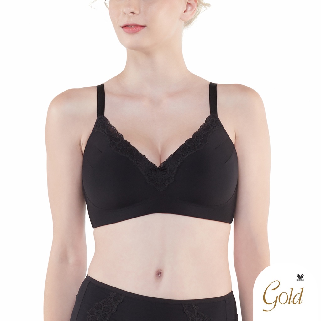 Wacoal Gold Seamless Bra บราไร้โครง สัมผัสนุ่ม เบาสบาย รุ่น WO1541 สีดำ (BL) - wacoal - ThaiPick