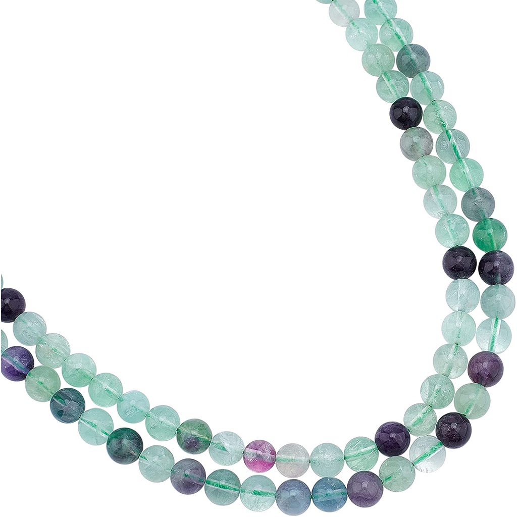 Beebeecraft 96 Pcs 8mm Natural Stone Beads Natural Rainbow Fluorite ...