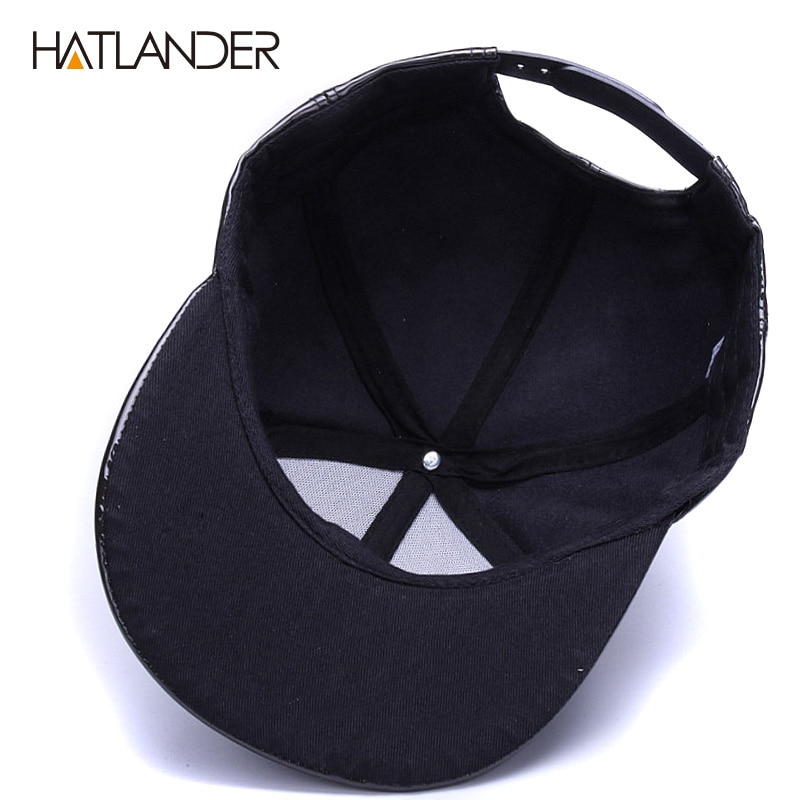 HATLANDERShining PU flat brim baseball hats for boys girls solid ...
