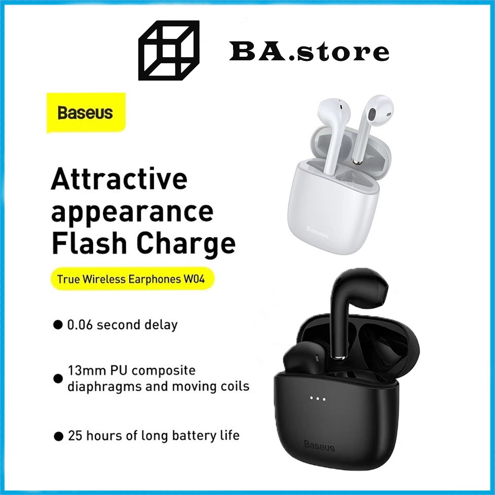 Baseus W04 TWS หูฟัง True Wireless 5.0 หูฟังสเตอริโอ ชุดหูฟังกีฬา ...