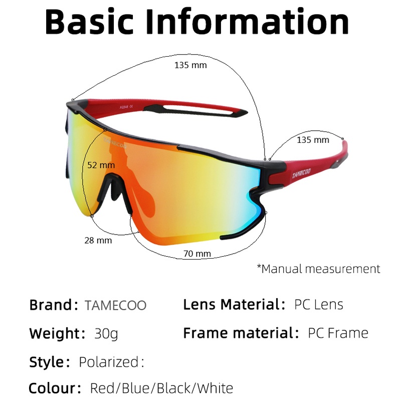 Tamecoo UV400 Cycling Glasses Sports Sunglasses Polarized MTB Bike Bicycle Eyewear Sunglasses ...