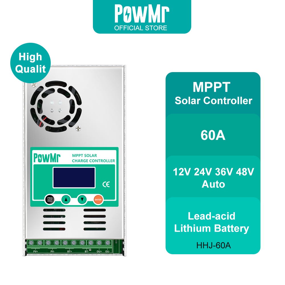PowMr Solar Charger Controller MPPT 60A 12 V/24 V/36 V/48 V Auto LCD หน้าจอพร้อมพัดลม | Shopee ...