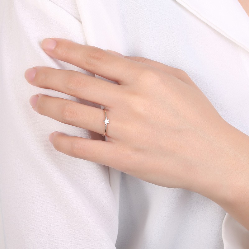 หมอนท่องเที่ยว 100 925 Sterling Silver Rings Dainty Fashion Jewelry Minimalism Star Rings Fine ...
