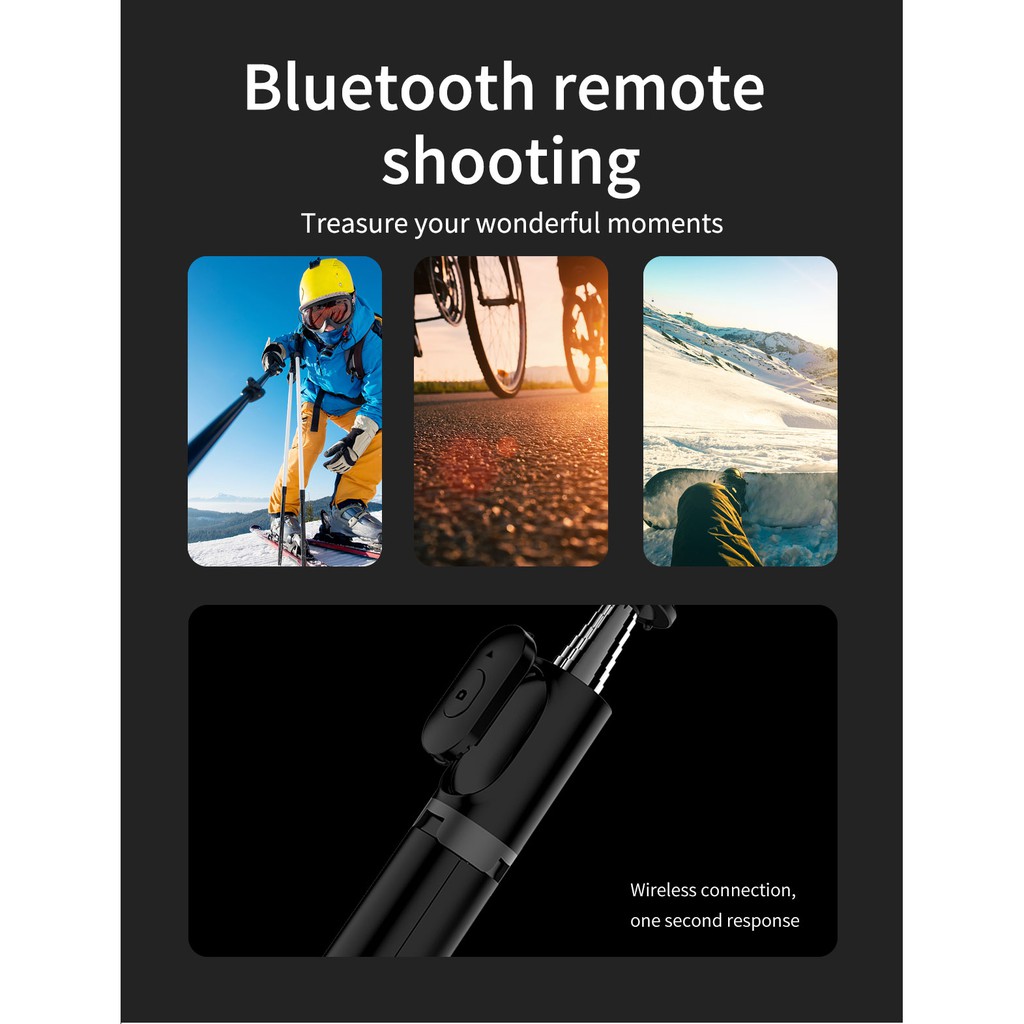 ไม้เซลฟี่Mini Wireless bluetooth foldable selfie stick triod shutter ...