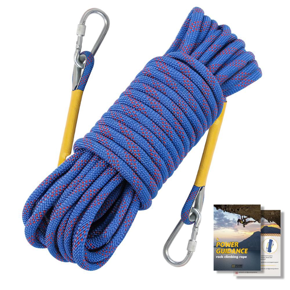 Static Rock Climbing Rope 10MM, Upgraded Carabiners Outdoor Safety Fire ...
