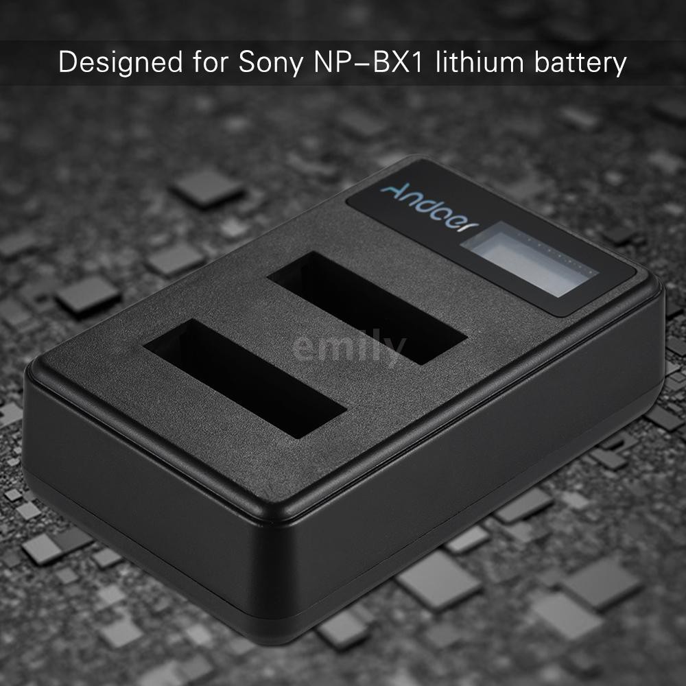 Andoer Mini Portable Dual Slot LCD Screen USB charger for Sony NP-BX1 ...