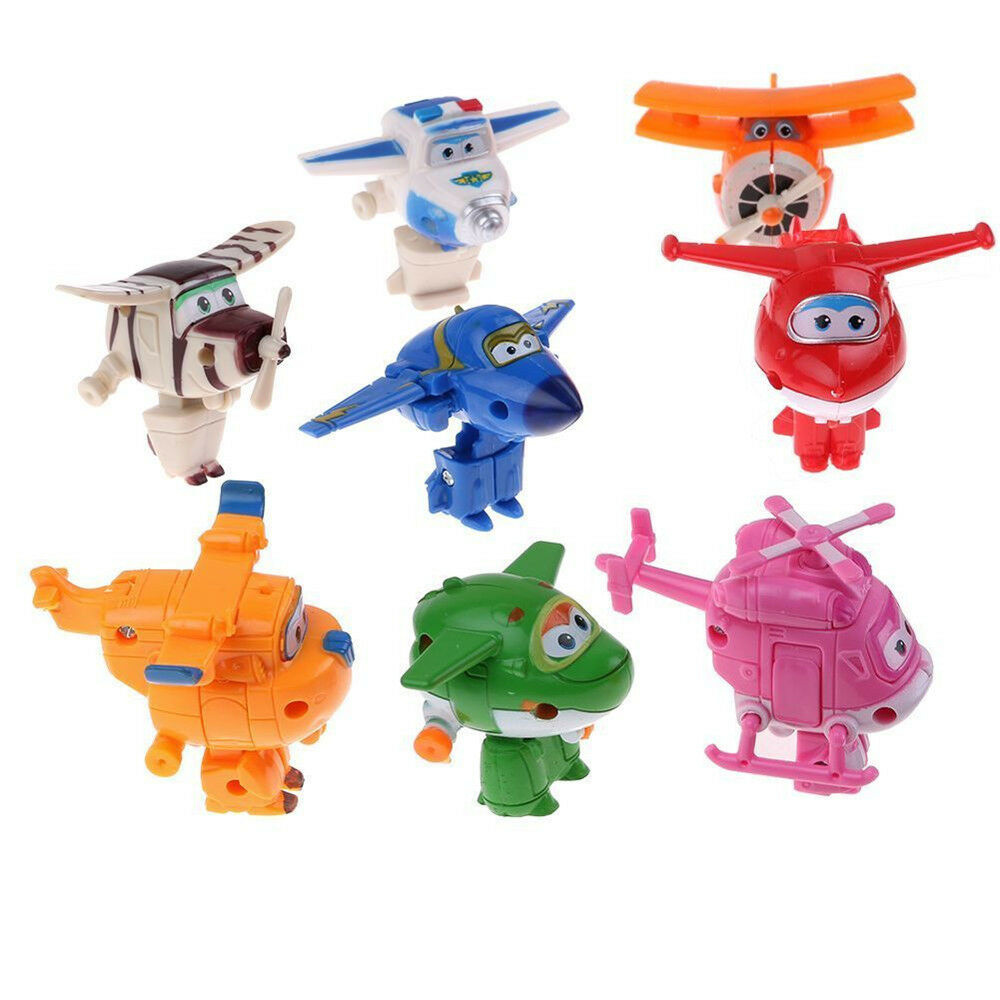 8Pcs Set TV Animation Super Wings Transforming Plane Mini Characters ...