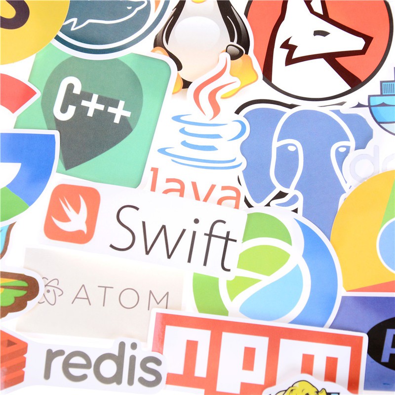 【GoldenSilver】50Pcs Internet Java JS Programming Language Doodle Stickers For Laptop Car DIY ...