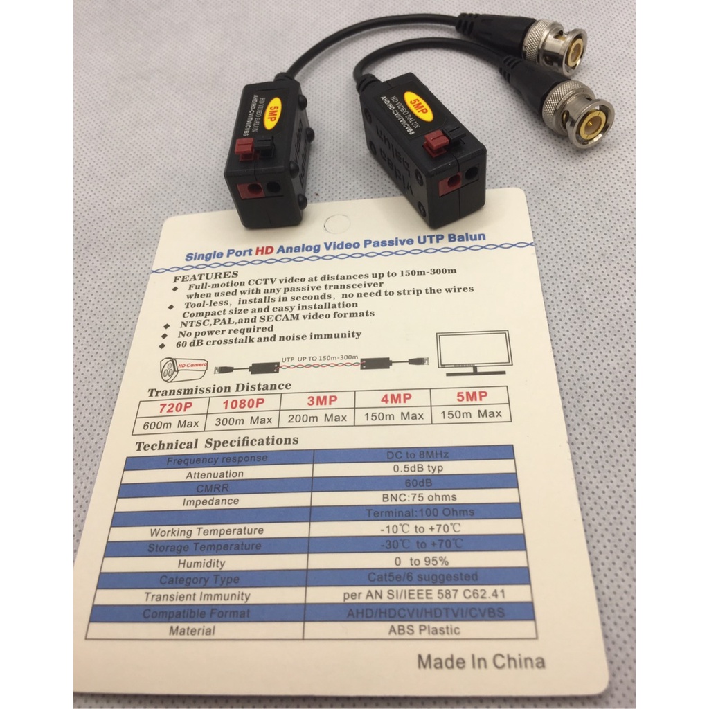 บาลัน 5ล้าน ราคาถูกBalun Qoolis รุ่น 5MP AHDCVITVICVBS 150-300M. Single channel สำหรับกล้องวงจร ...