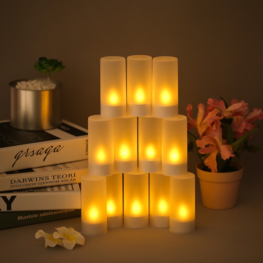 12pcsset Rechargeable LED Flickering Flameless Candles oKSy ...
