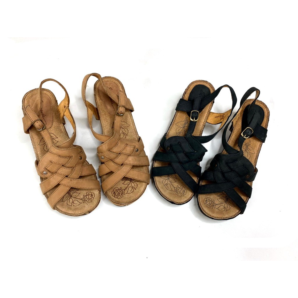 Saramanda รุ่น 092044 รองเท้าผู้หญิง ส้นตึกรัดส้น หนังวัวแท้ ราคาพิเศษ ...