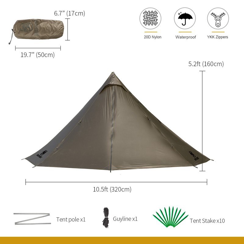 OneTigris Chimney Tent Outdoor SMOKEY HUT Tent Ultralight Heated ...