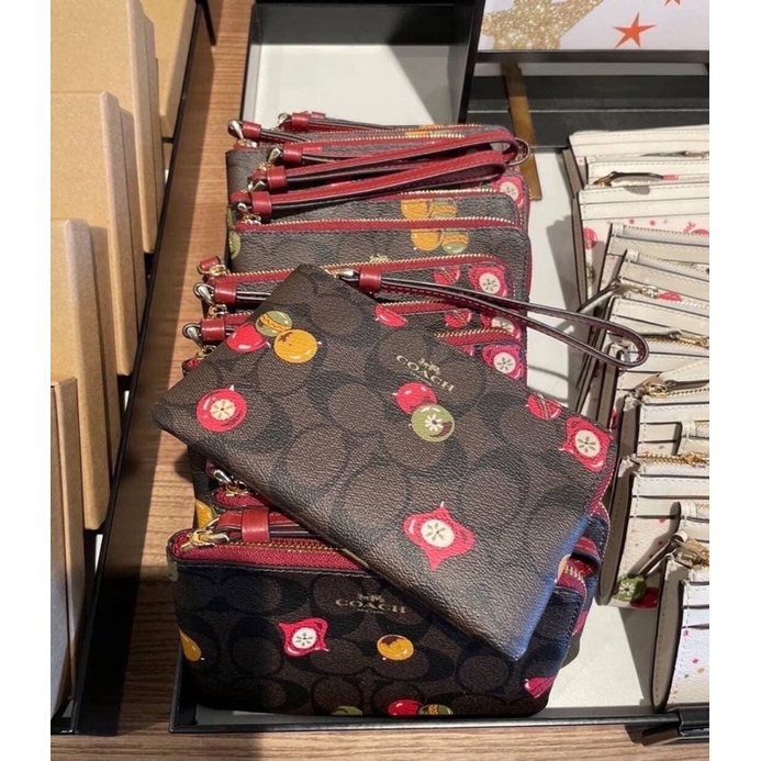 พร้อมส่ง แท้ ????????????% New Coach คล้องมือ 2 ซิป S DOUBLE CORNER ZIP ...