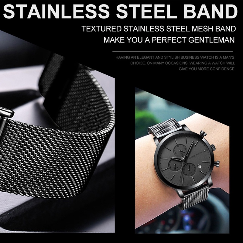 Men Watches Top Brand Fashion multifunction small dial Stainless Steel ...